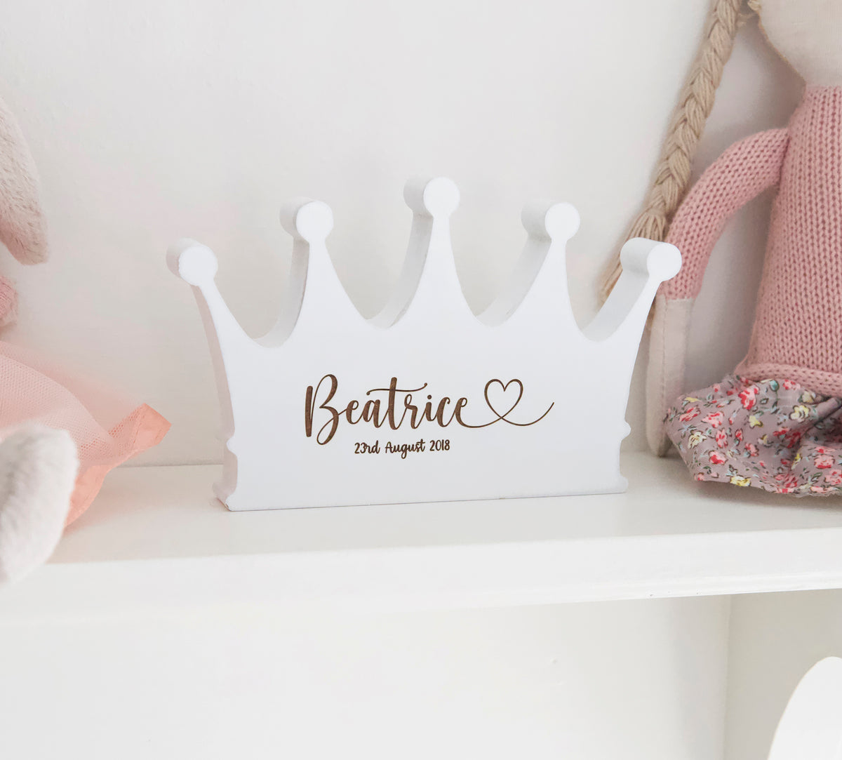 Personalised White Crown Plaque – The Willow Workshop UK