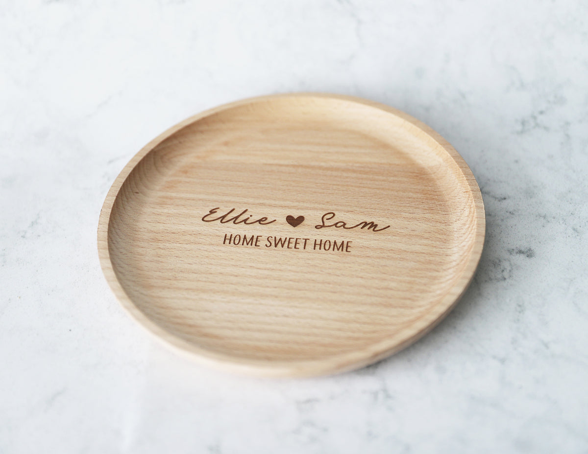 Personalised Round Wooden Coin Tray – The Willow Workshop UK